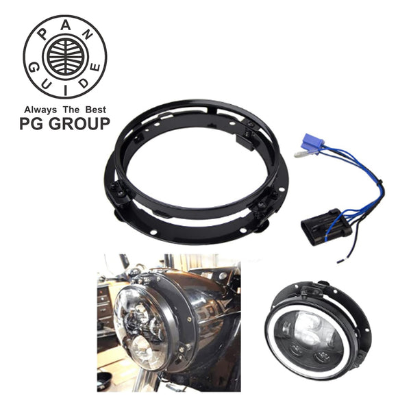 Pan Guide 7 Inch Headlight Ring Mounting Bracket with Wire Harness Ada ...